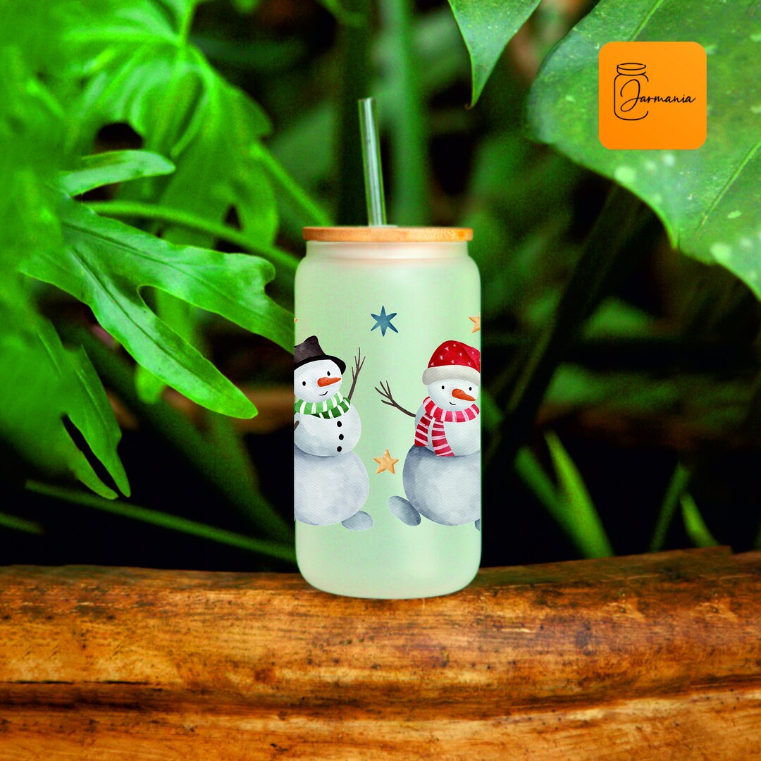 Snowman Glass Jar, Winter Holiday Drinking Jar, Winter Vibes Jar ...