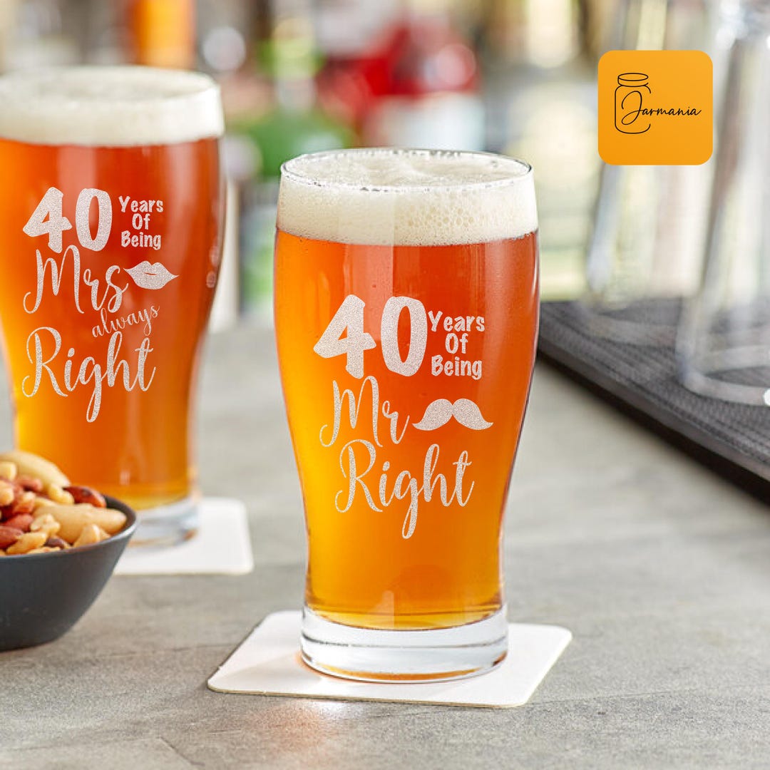 Customized 40th Birthday Beer Pint, Engraved Custom Beer Pint ...