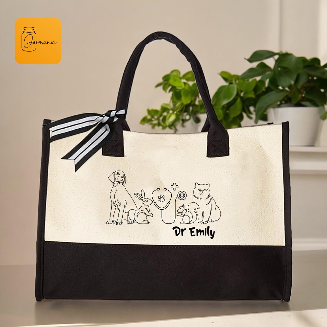 Personalized Vet Canvas Tote Bag , Custom Veterinary Canvas Tote Bags ...