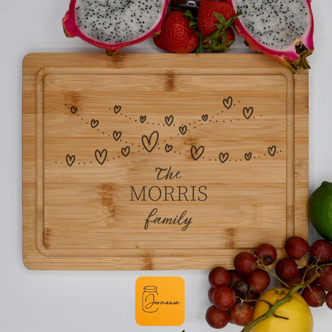 Custom Family Name Cutting Board, Personalized Engraved Kitchen Board ...