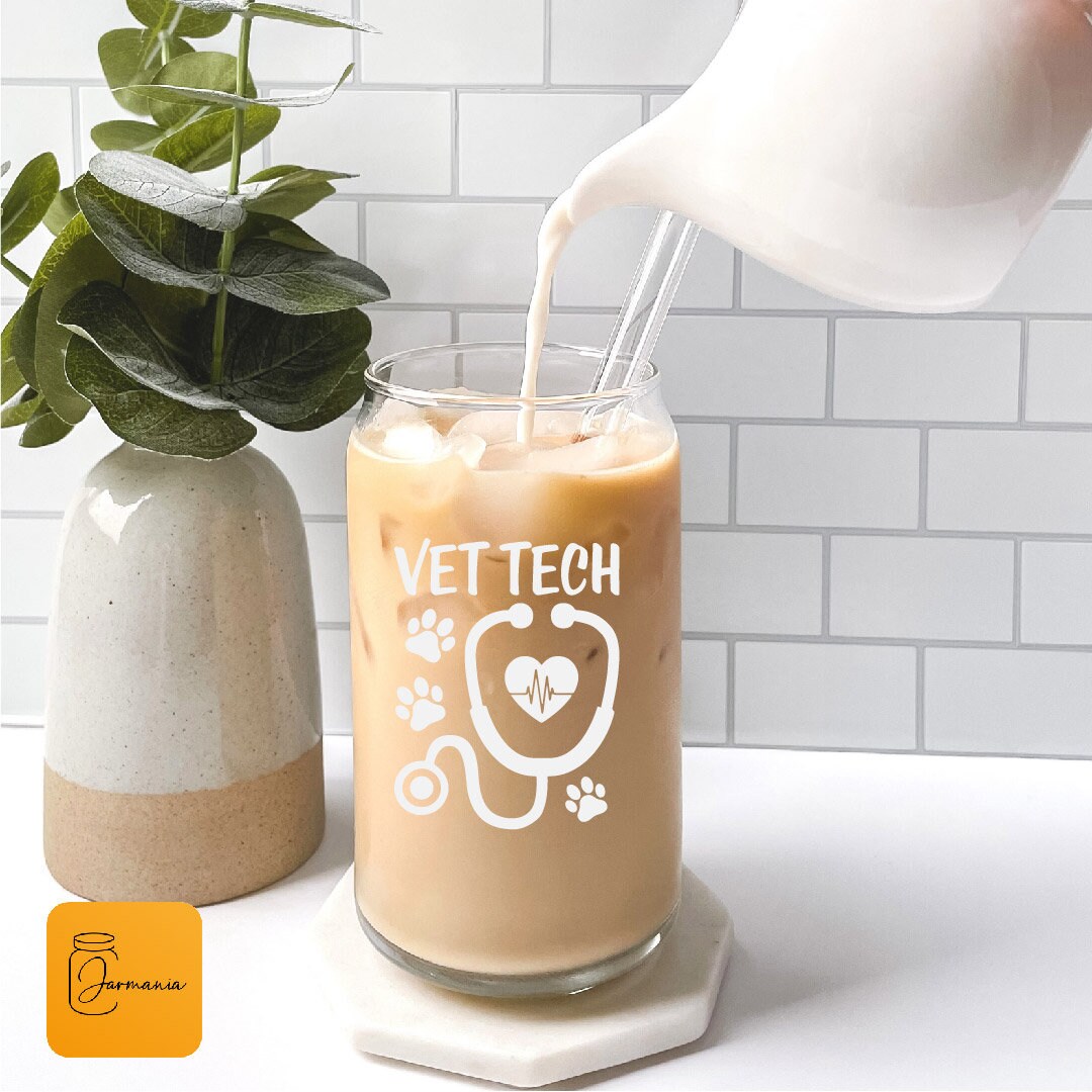 Vet Tech Gift Dog Paw Glass Jar Paw Coffee Glass Vet Tech - Etsy