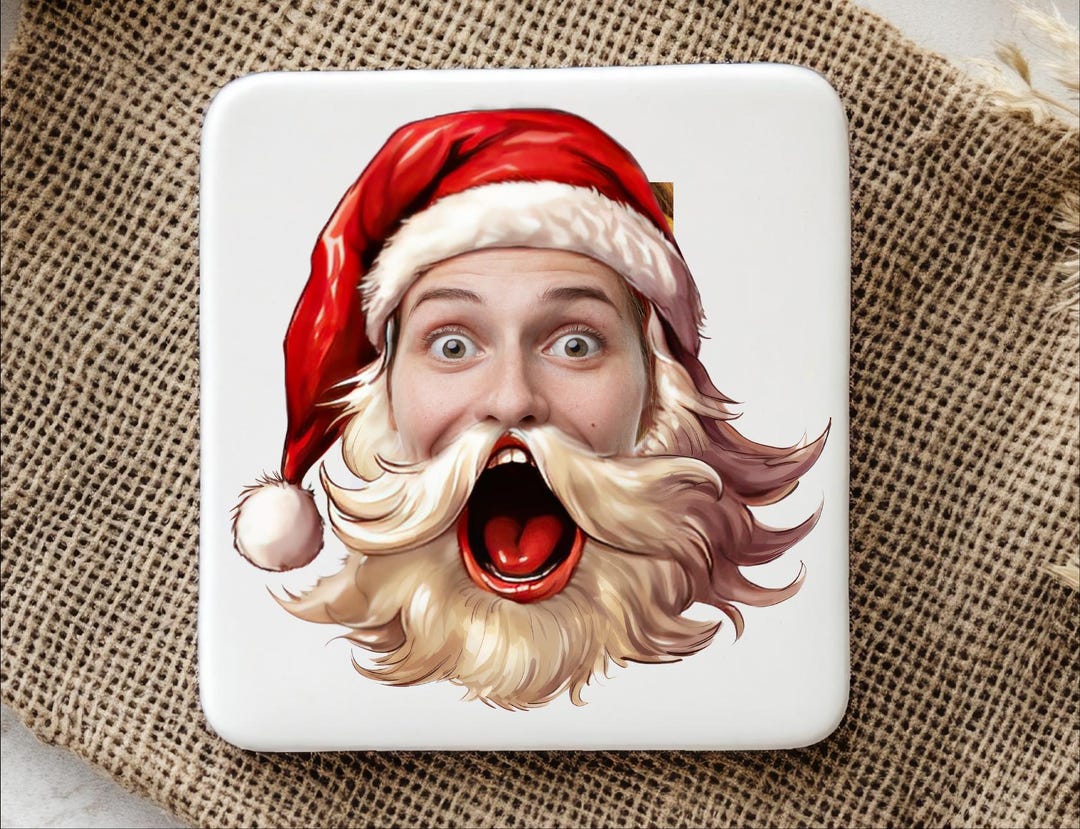 Custom Tea Coaster | Custom Santa Face | Personalized Picture With Name ...