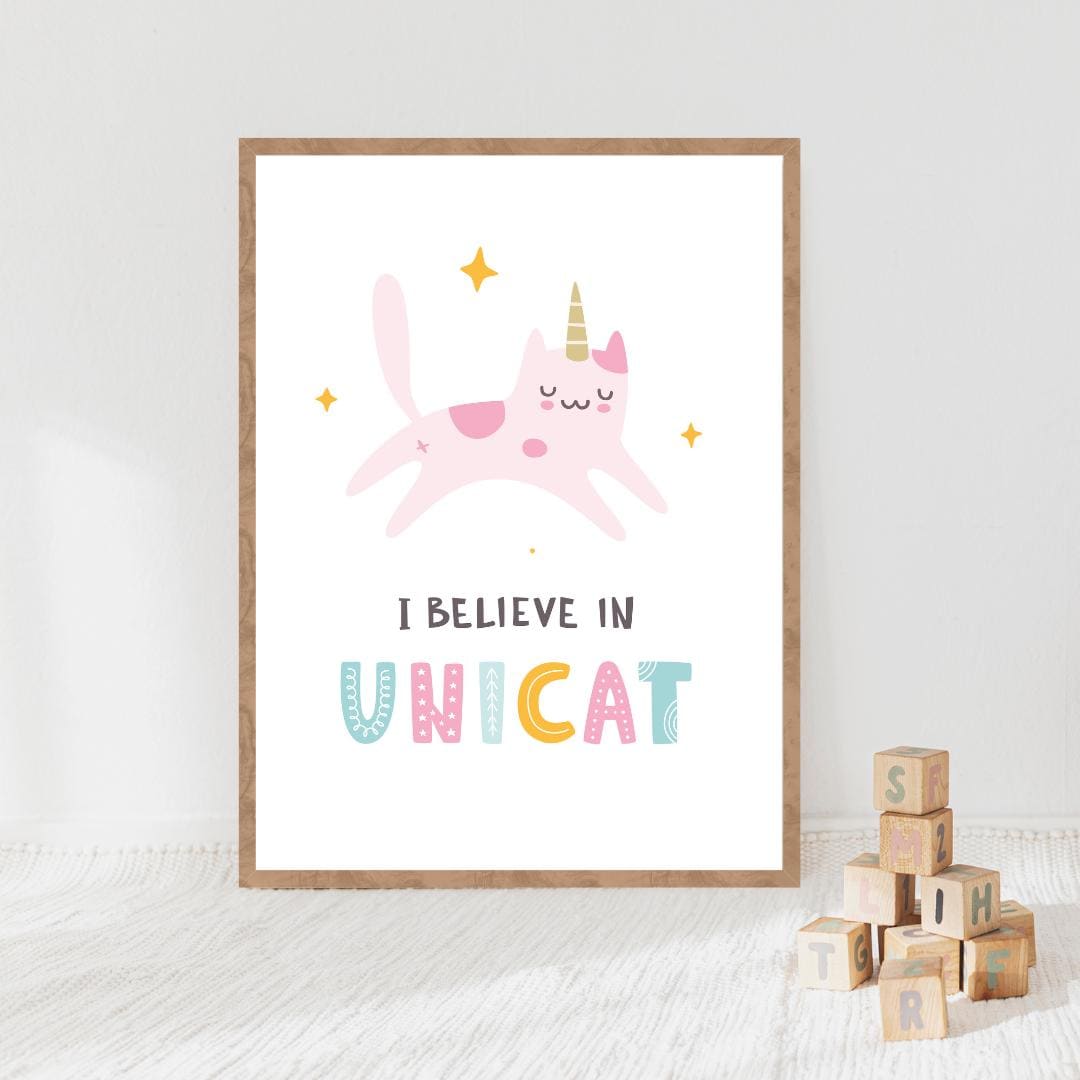 Unicorn Cat Unicat Wall Art, Printable Unicat Art, Girls Room Decor ...