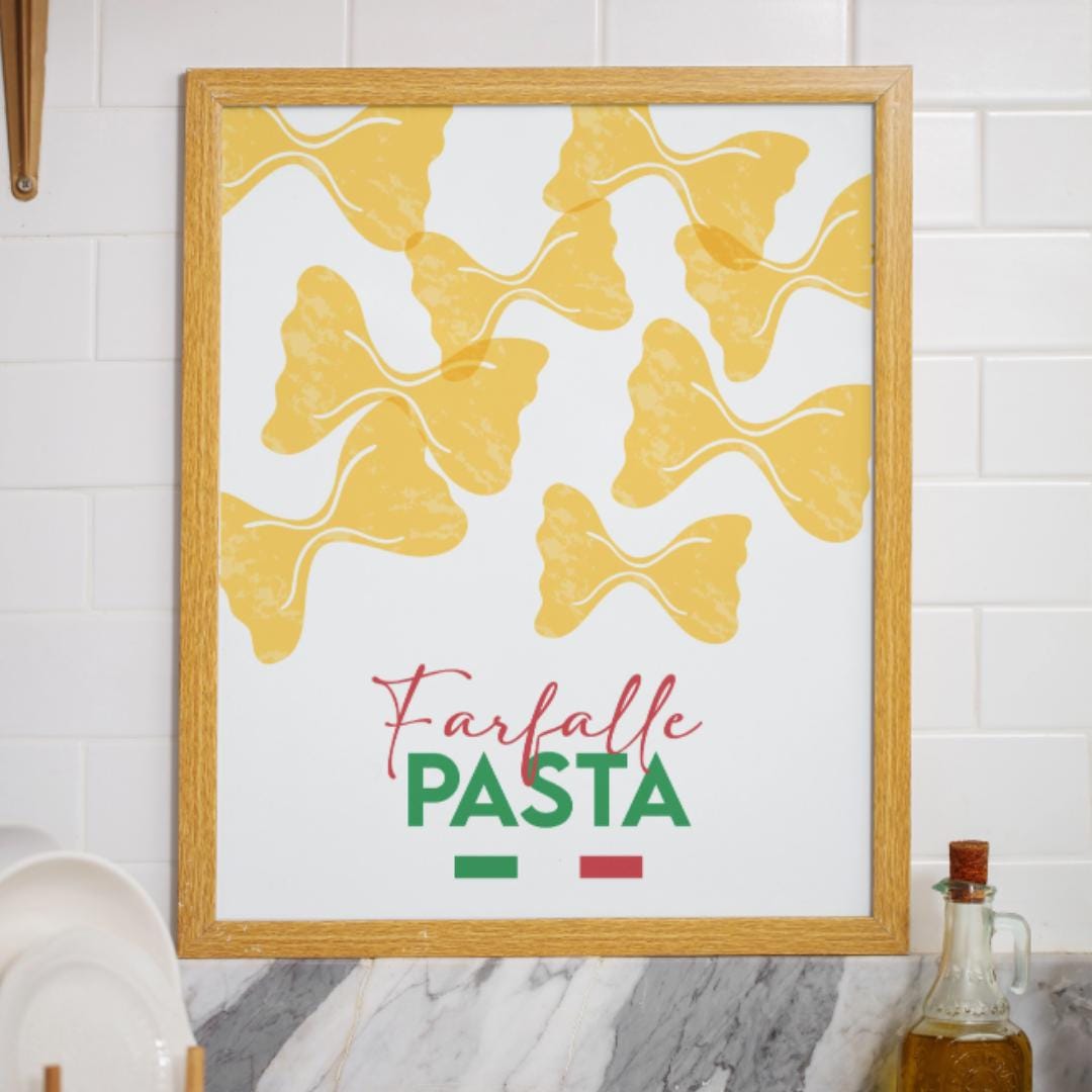 Italian Pasta Wall Art | Farfalle Gallo Wall Art | Trendy Kitchen Decor ...