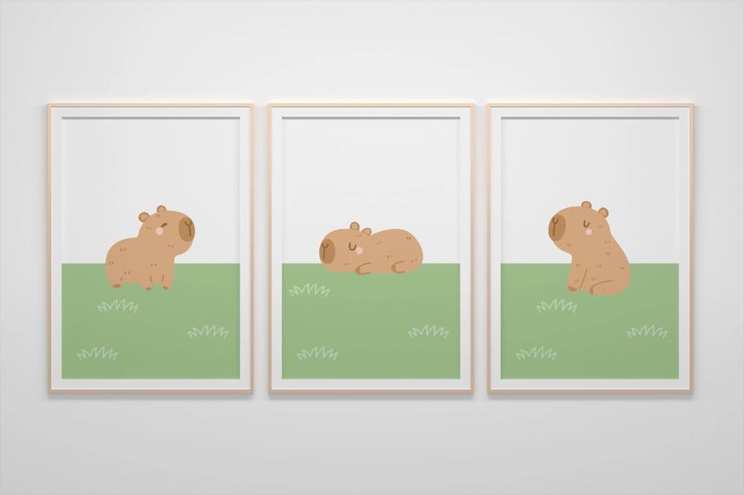 Capybara Print Set of 3 - Cute Capybara Art - Best Seller - Trendy Wall ...