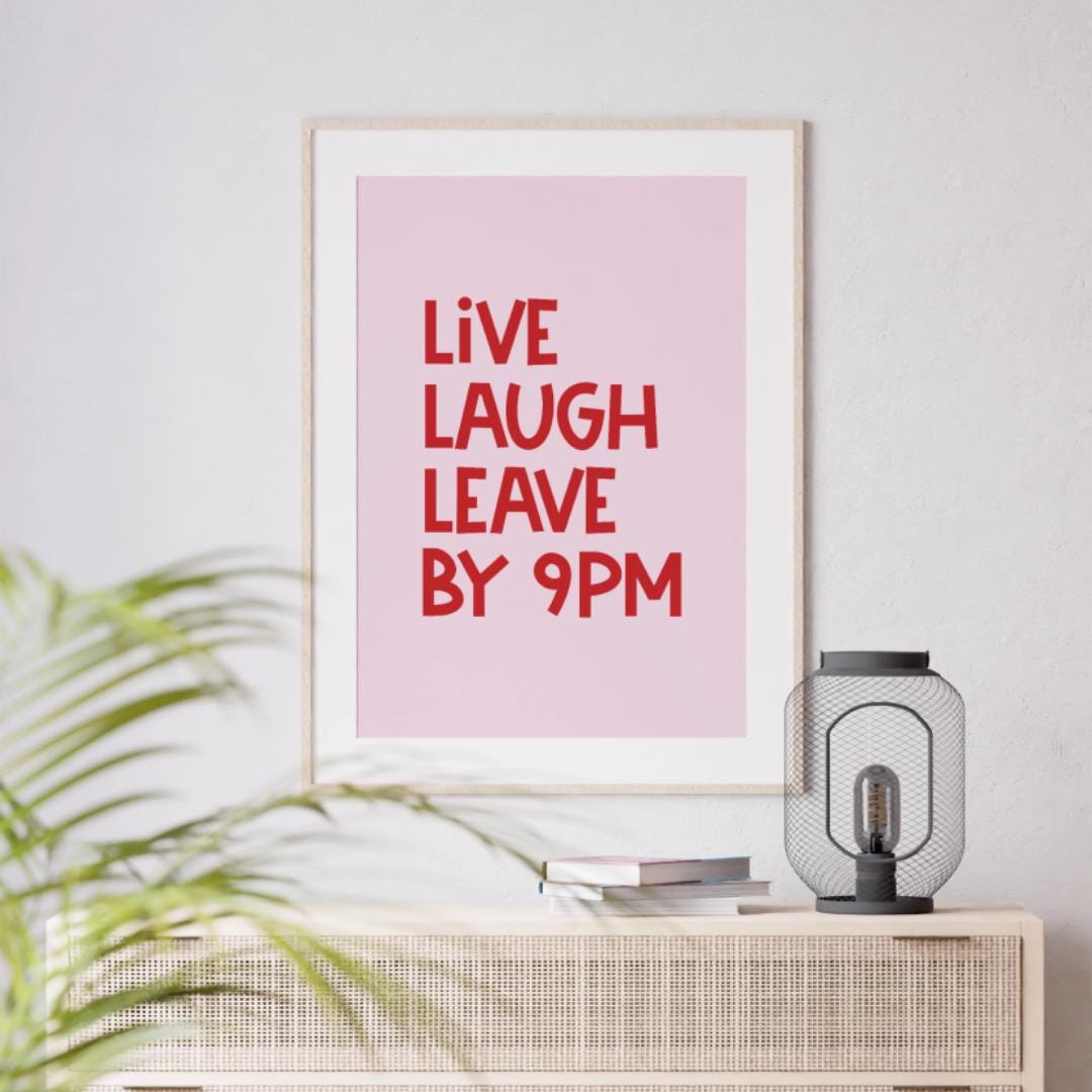 Live, Laugh, Leave by 9 Digital Print | Preppy Wall Art | Red and Pink ...