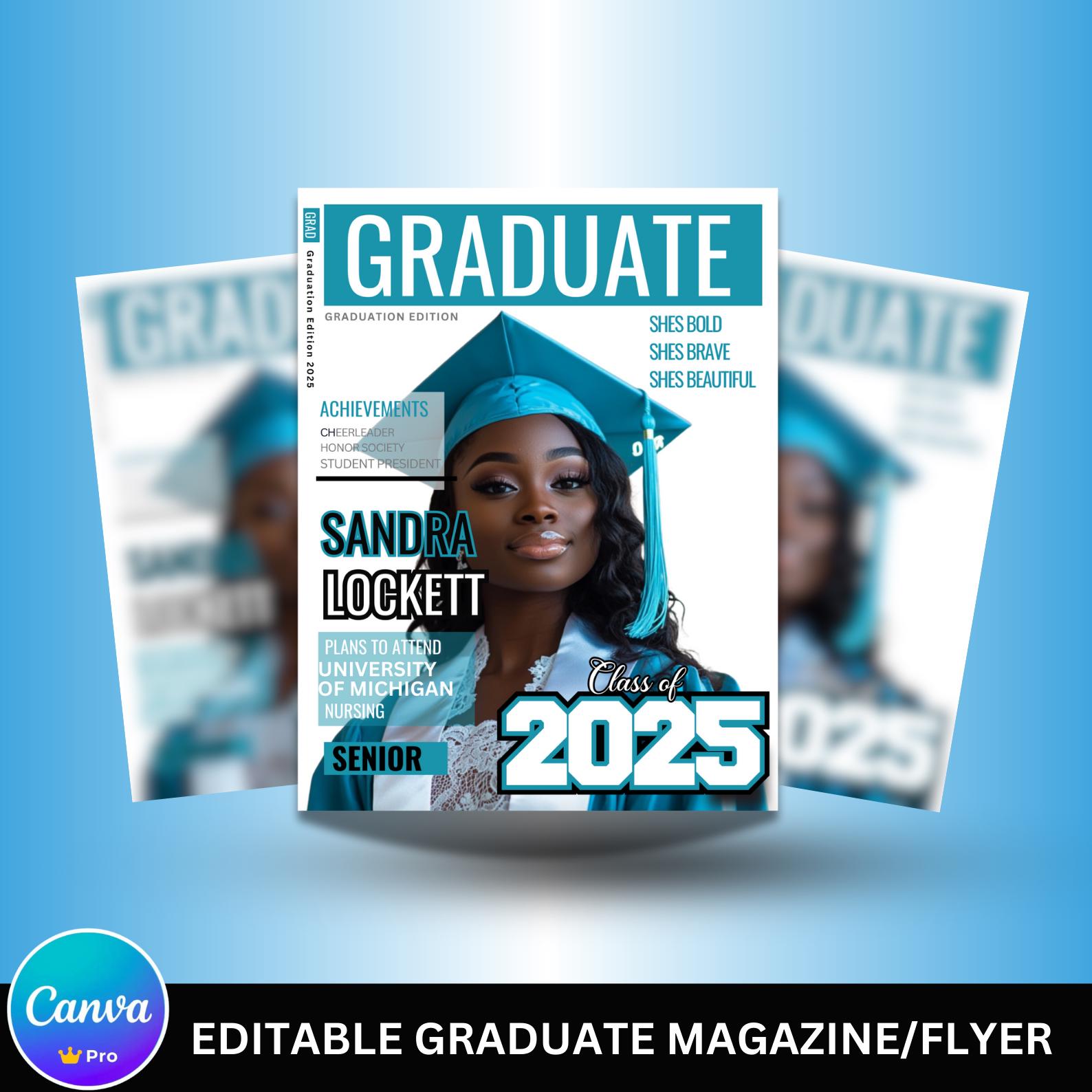 Graduation Magazine Cover Template: Class of 2025 (editable Canva) - Etsy