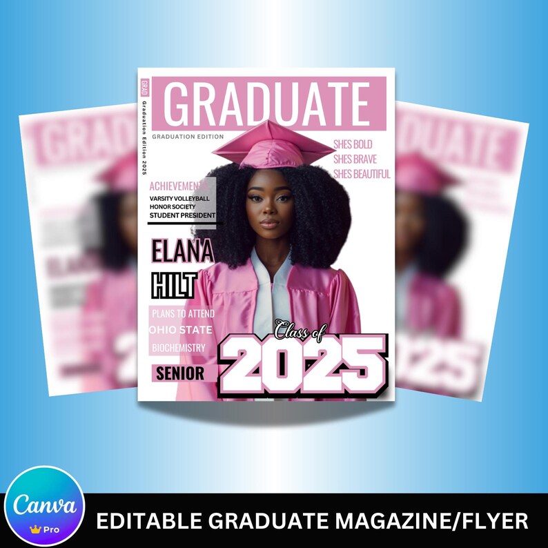 Graduation Magazine Editable Canva Template, Senior 2025 Canva Template ...