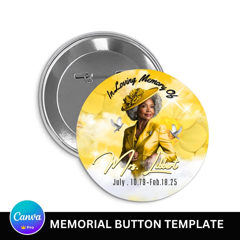 Memorial Button Design, Editable Canva Template, in Loving Memory ...