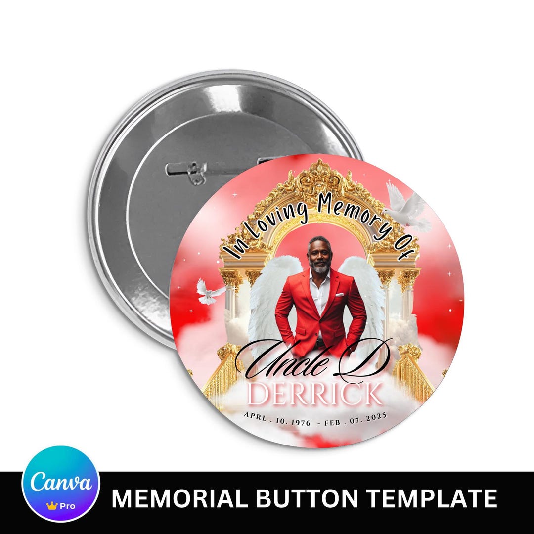 Memorial Button Design, Editable Canva Template, in Loving Memory,red ...