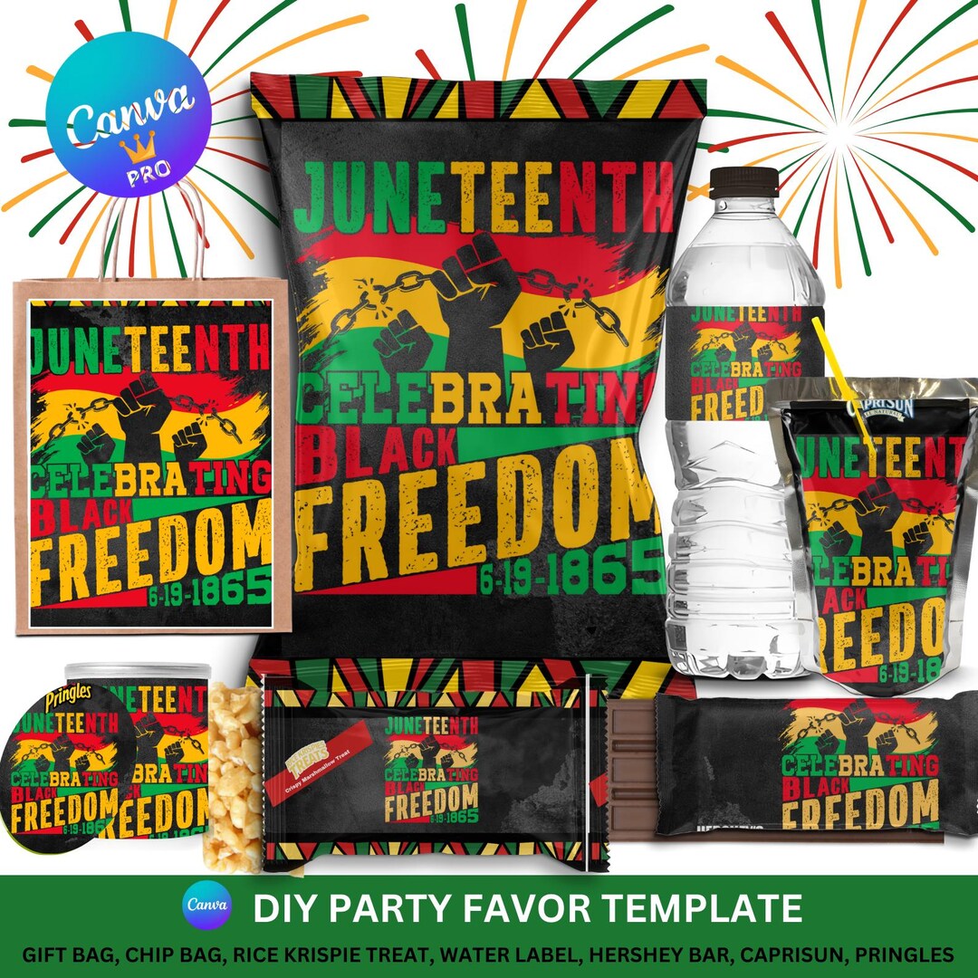 Juneteenth Party Favor Bundle: Editable Canva Templates (digital ...