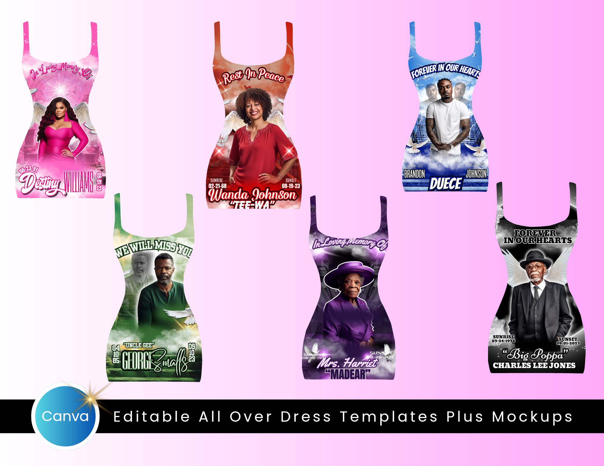 Memorial All Over Dress Editable Design Template and Mockups Canva ...