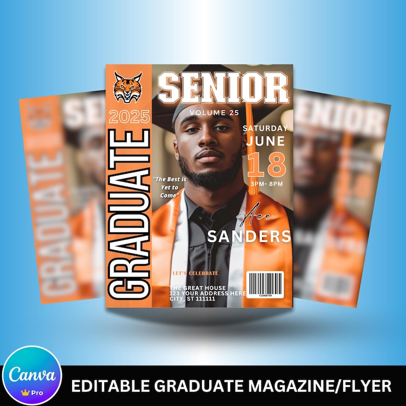 Graduation Magazine Editable Canva Template, Senior 2025 Canva Template ...