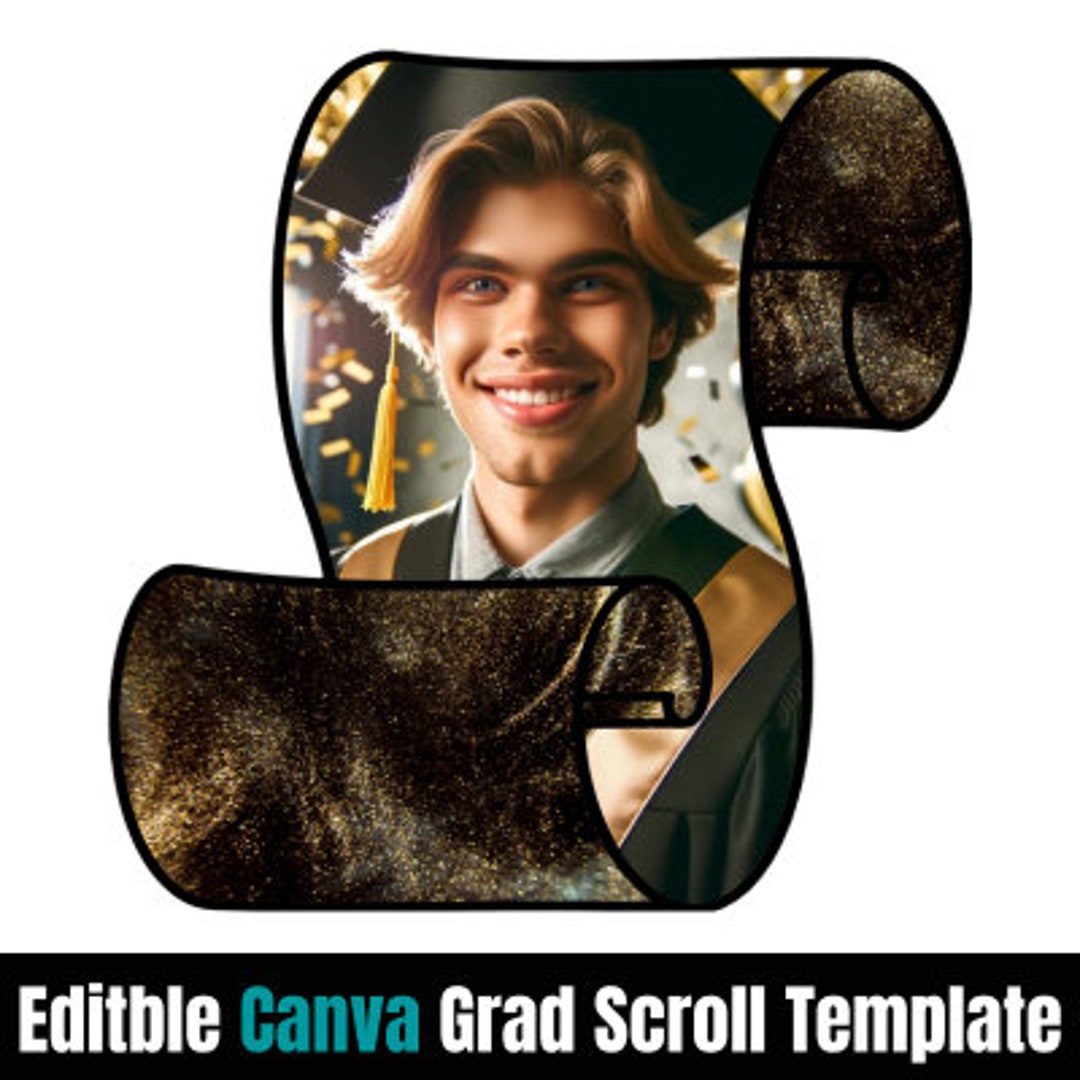 Graduation Black and Gold Editable Scroll Fan Template, Senior 2025 Fan ...