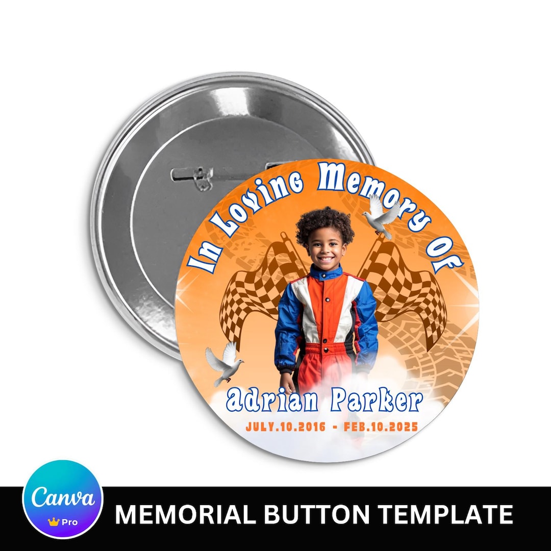 Memorial Button Design, Editable Canva Template, in Loving Memory ...