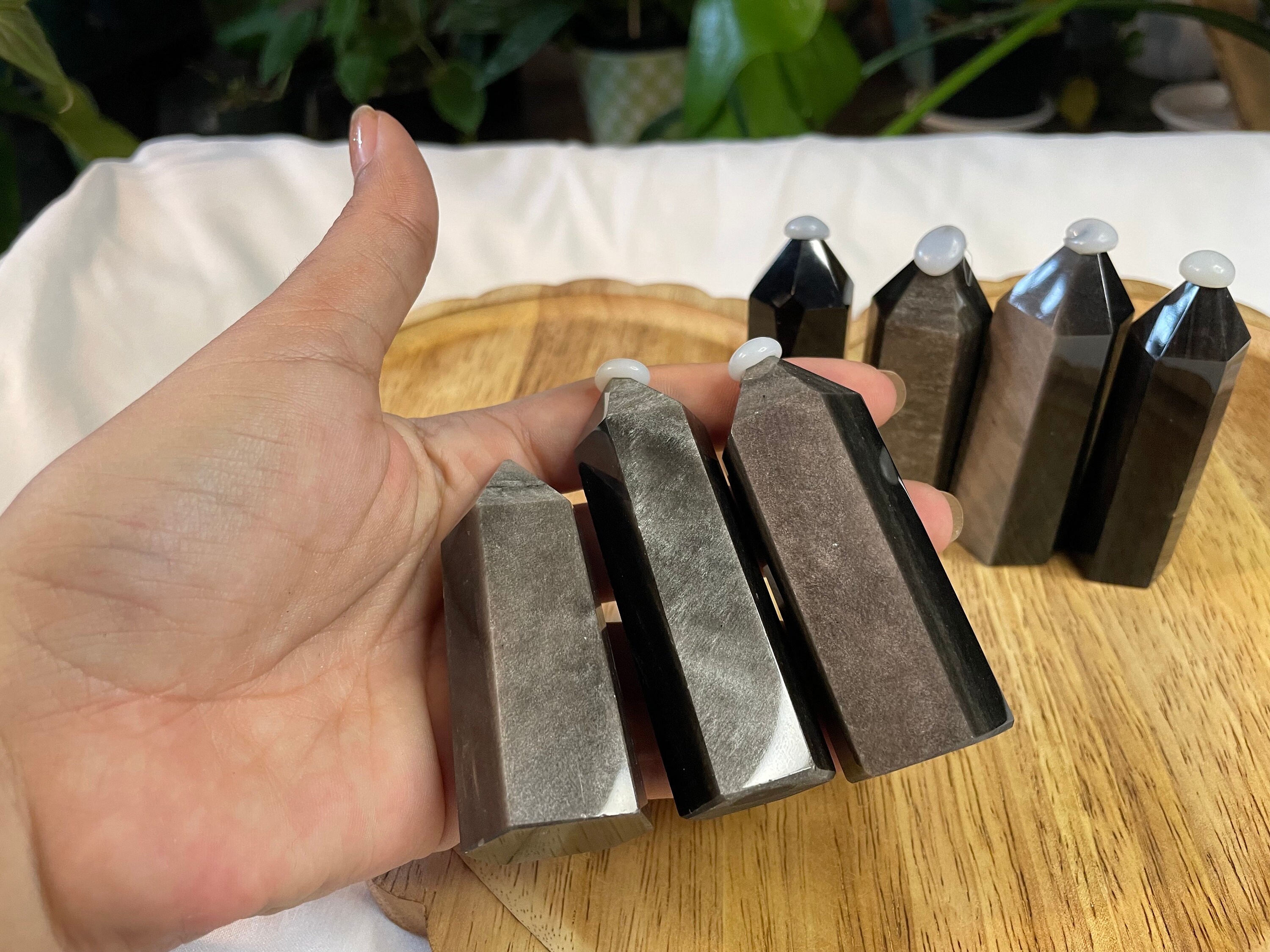 Silver Sheen Obsidian Towers - Etsy
