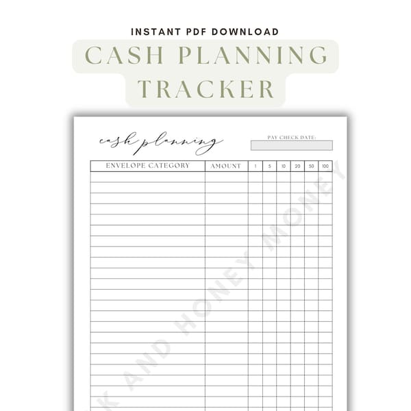 Cash Planning Sheet - Etsy