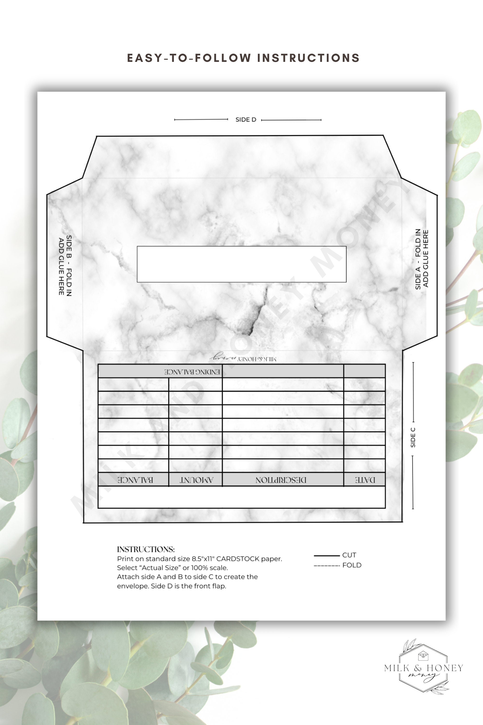 Printable PDF Cash Envelope Template Budget Binder Cash - Etsy