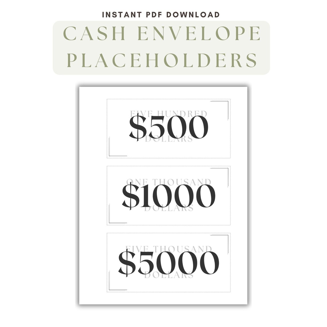 Printable PDF A6 Cash Placeholders neat Black Budget Binder Cash ...