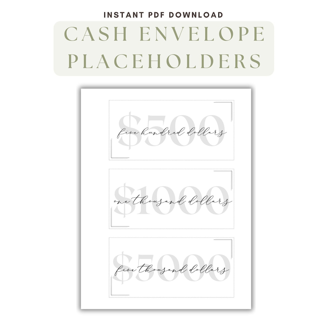 Printable PDF A6 Cash Placeholders fancy Gray Budget Binder Cash ...
