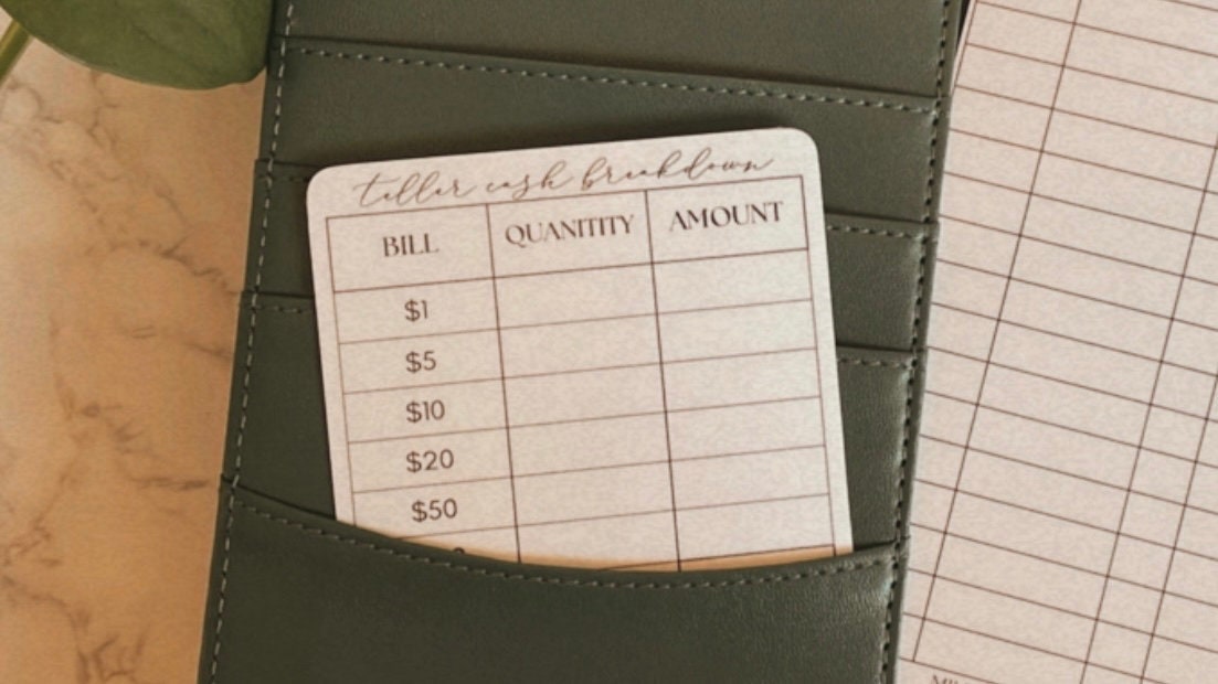 Reusable White Laminated Cash Teller Slips Set of 2 Cash Envelopes ...