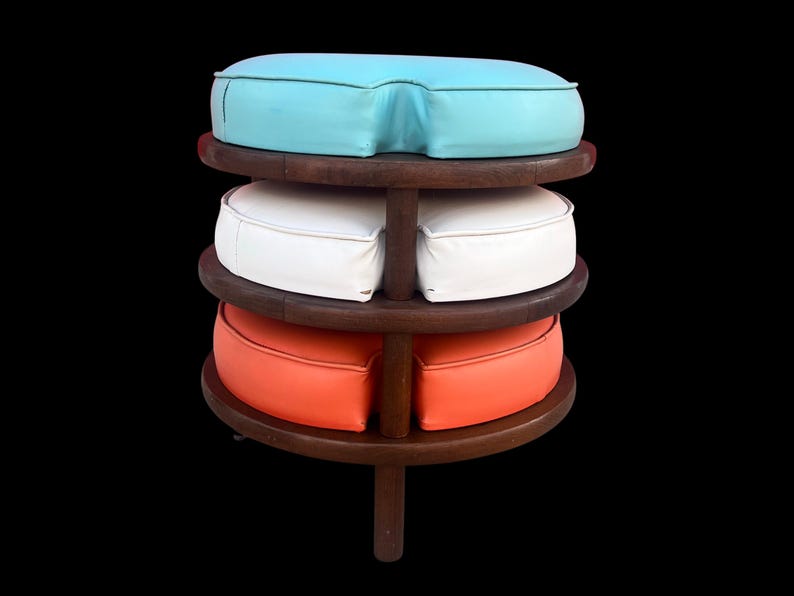 Set of 3 Mid Century Modern Stackable Stools 1960s Original Naugahyde ...