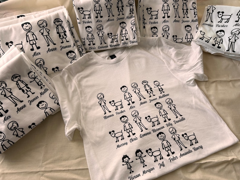 Custom Stick Figure Family T-shirt, Personalized Grandkids Tee - Etsy ...