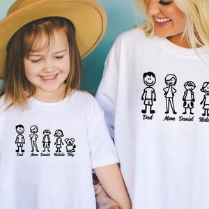 Custom Stick Figure Family T-shirt, Personalized Name Tees - Etsy