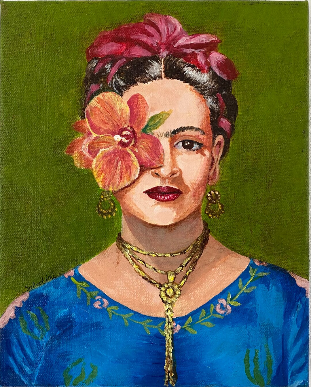 Frida With Orchid, Acrylic Painting, Artwork, Gift, Canvas Painting ...