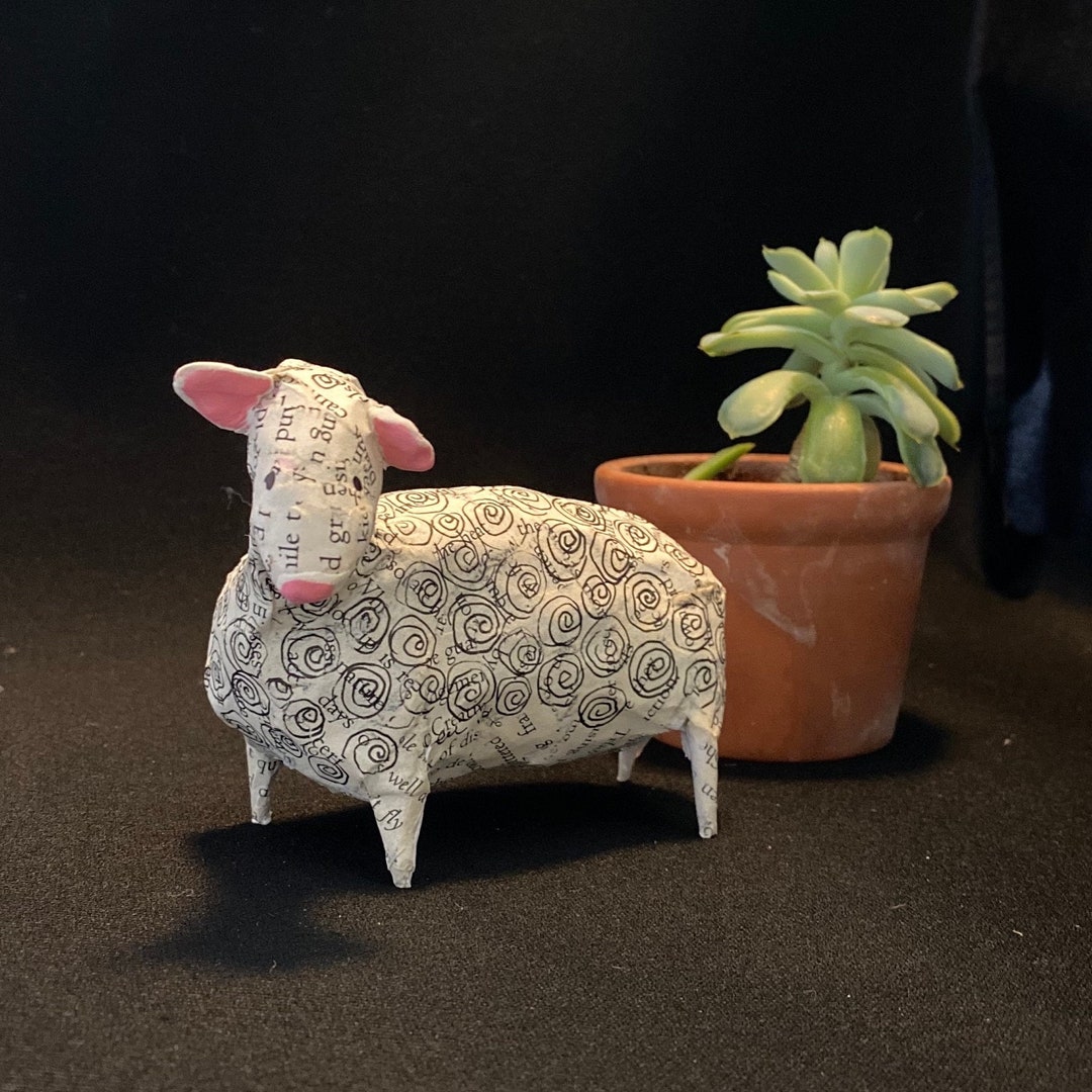 Sheep, Paper Mache, Farm Animals, Miniature Animals, Handmade, Gift - Etsy