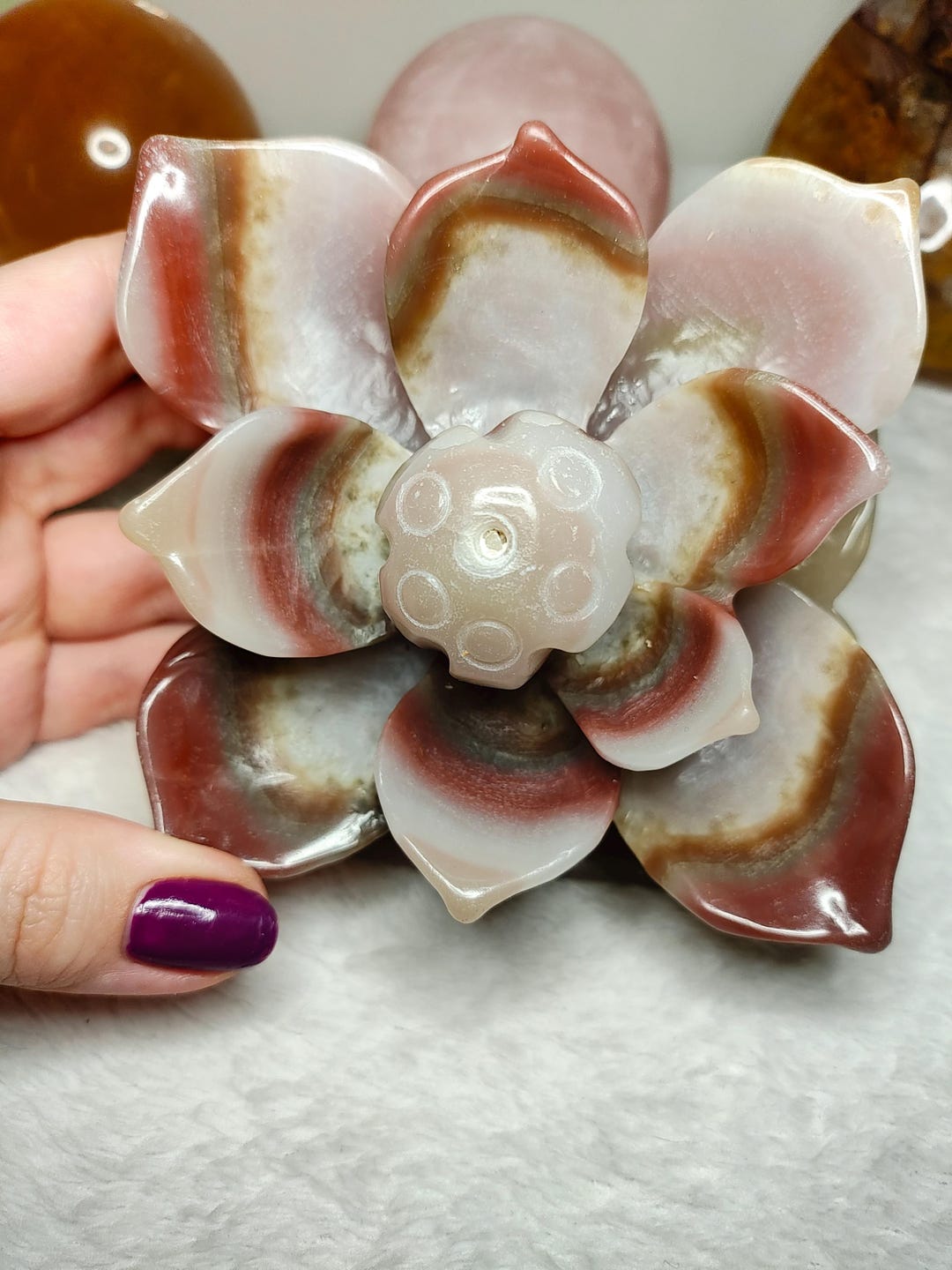 Pink Banded Calcite Lotus Flower - Etsy