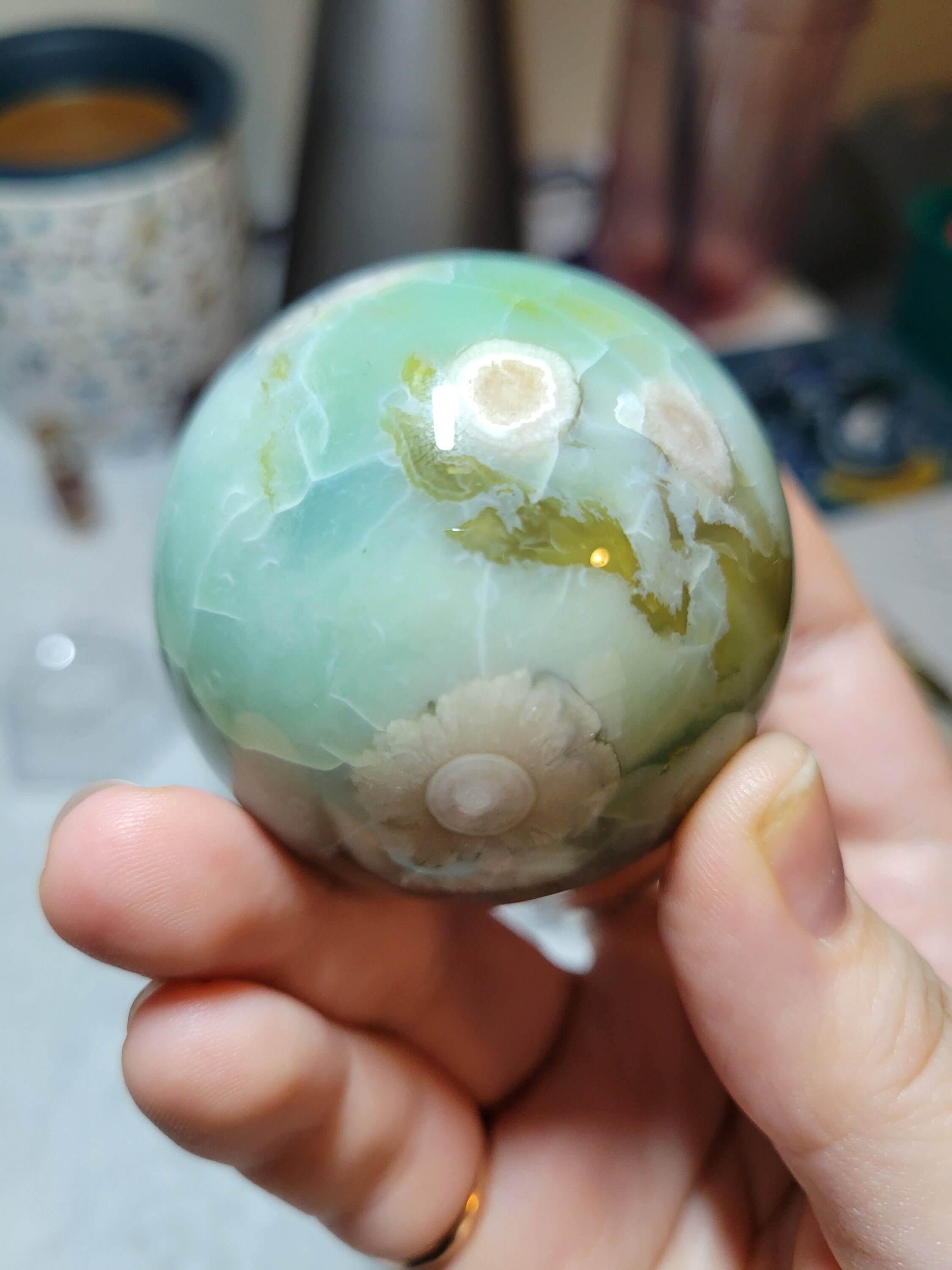 Blue Flower Agate Sphere rare & High-quality - Etsy
