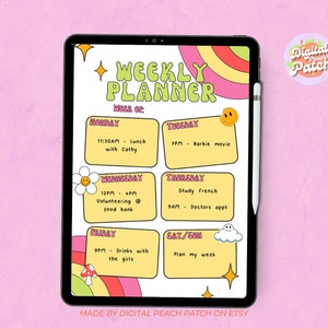 Retro Weekly Planner Digital Printable Weekly Planner Printable iPad ...