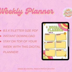 Retro Weekly Planner Digital Printable Weekly Planner Printable iPad ...