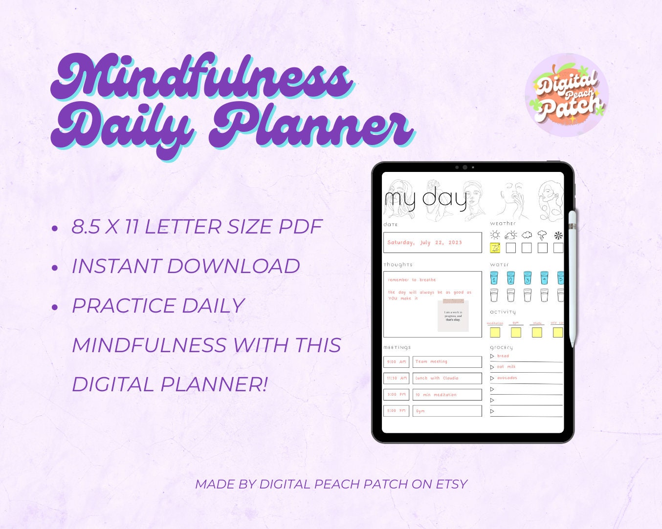 Mindfulness Daily Planner Printable Digital Planner iPad - Etsy