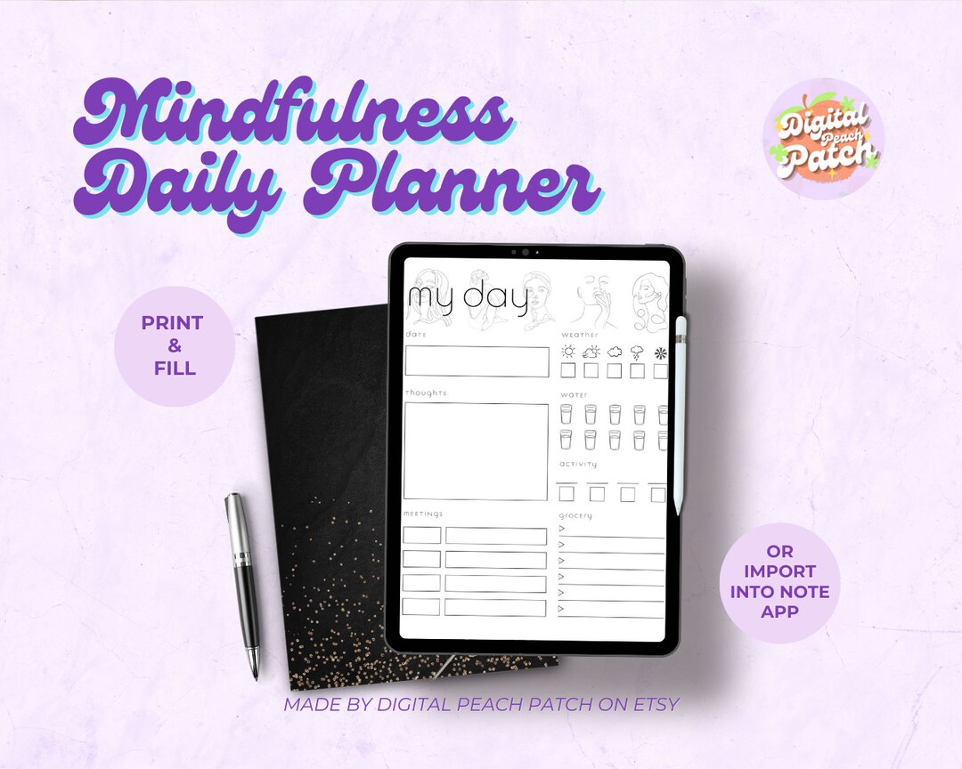 Mindfulness Daily Planner Printable Digital Planner iPad - Etsy