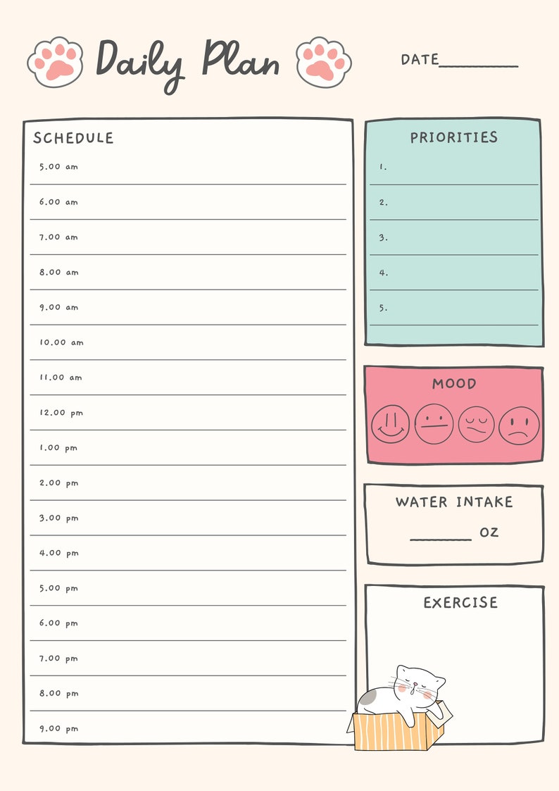 Printable Planner. Fillable Planner. Cute Pastel Cat Planner Bundle ...