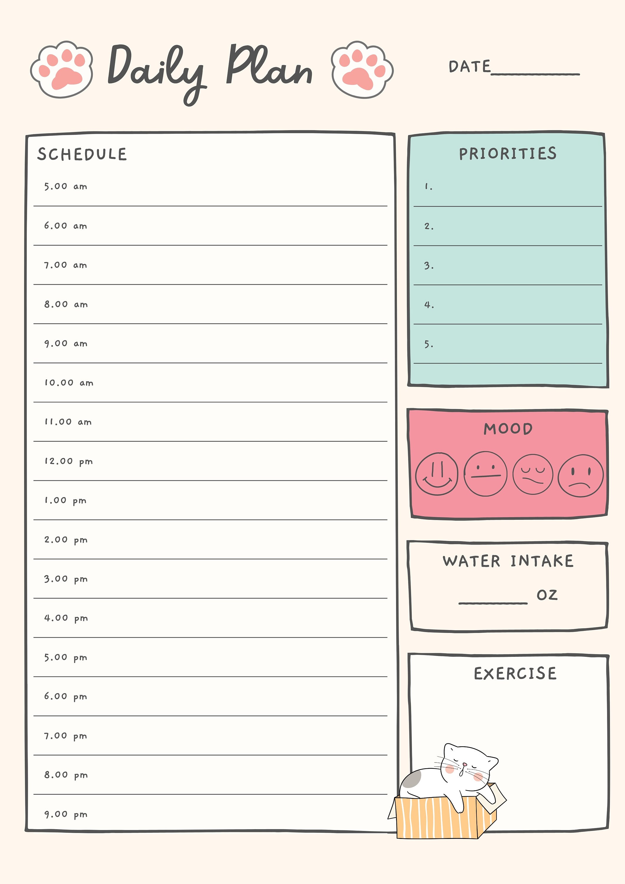 Printable Planner. Fillable Planner. Cute Pastel Cat Planner - Etsy