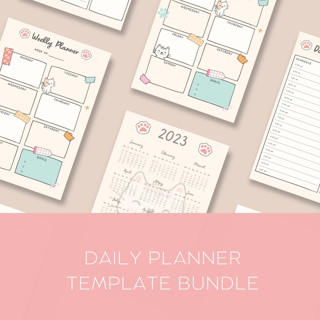 Printable Planner. Fillable Planner. Cute Pastel Cat Planner Bundle ...