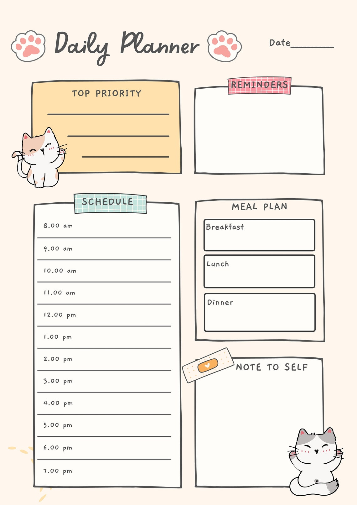 Printable Planner. Fillable Planner. Cute Pastel Cat Planner Bundle ...