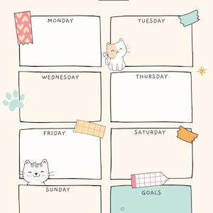 Printable Planner. Fillable Planner. Cute Pastel Cat Planner Bundle ...
