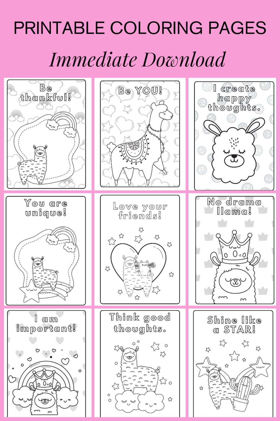 Llama Positive Affirmations Coloring Book for Kids. Positive ...