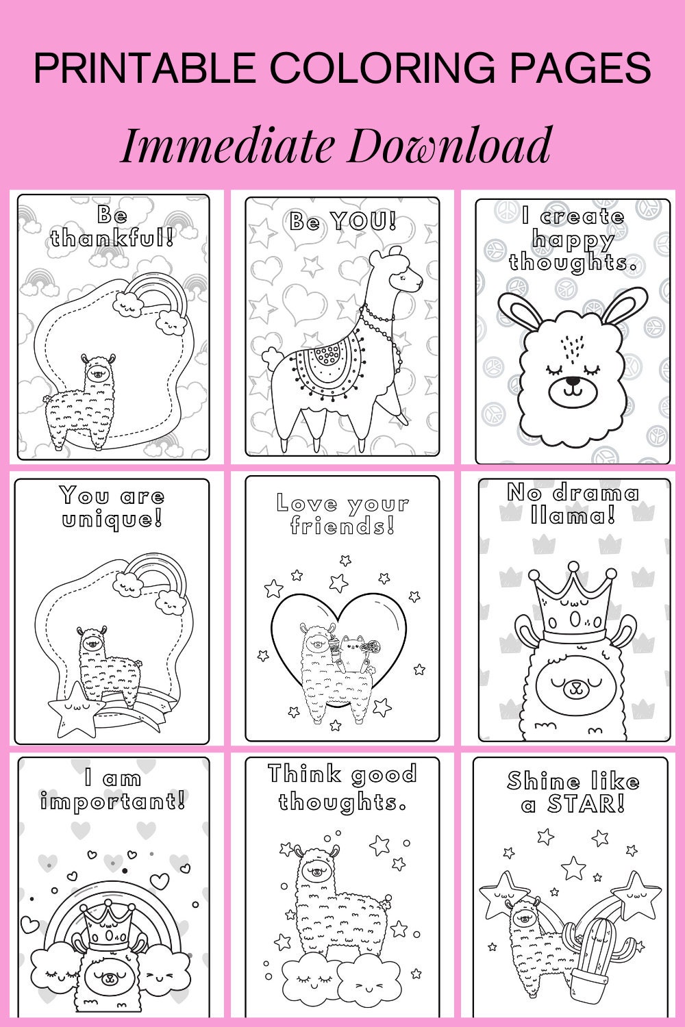 Llama Positive Affirmations Coloring Book for Kids. Positive ...