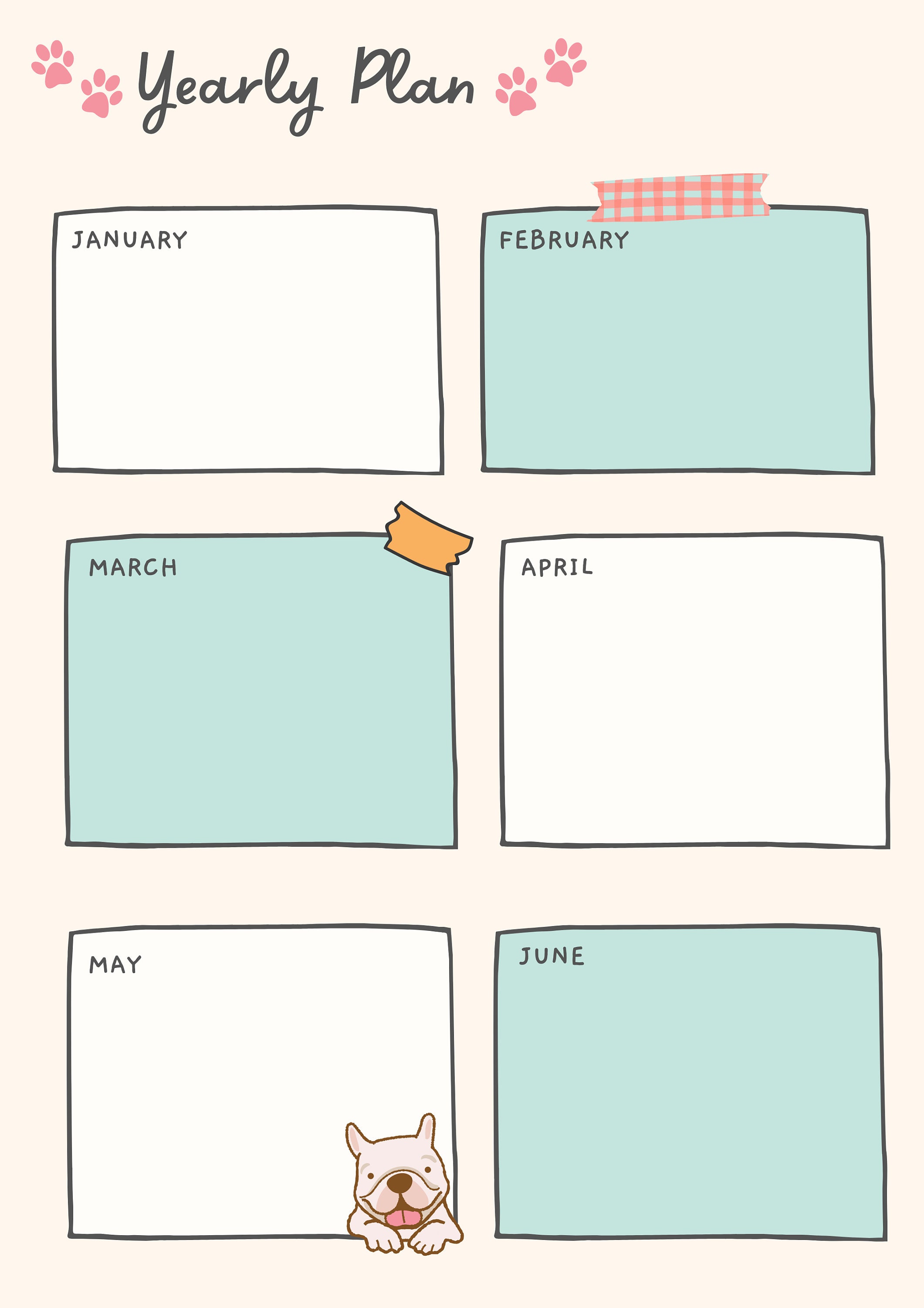 Printable French Bulldog Planner. Fillable Planner. Cute Pastel ...