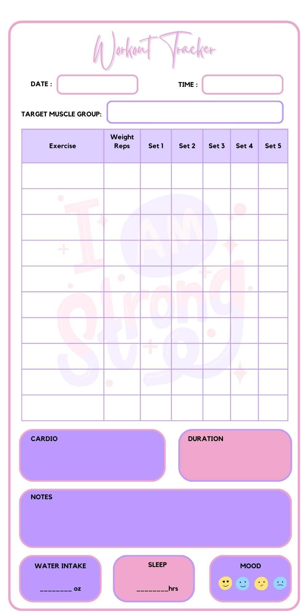Printable Fitness Tracker. Digital Download. Fillable PDF. Habit ...