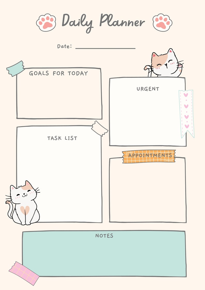 Printable Planner. Fillable Planner. Cute Pastel Cat Planner Bundle ...