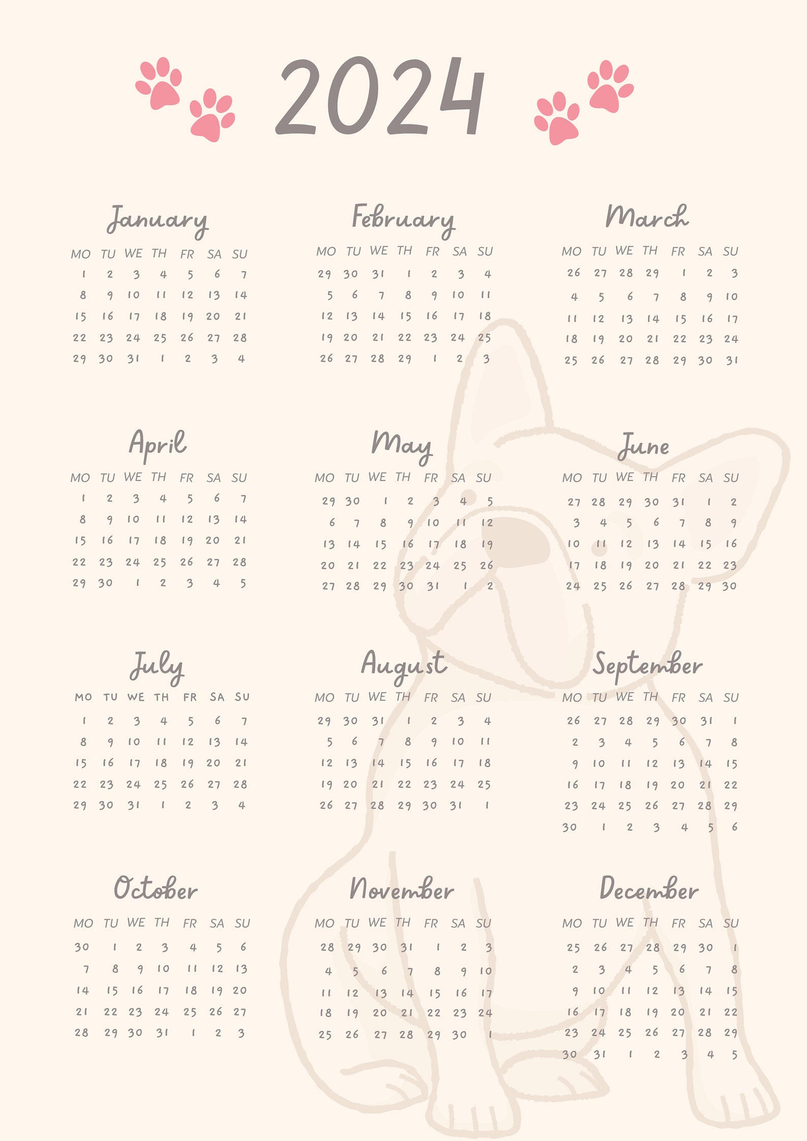 Printable French Bulldog Planner. Fillable Planner. Cute Pastel ...