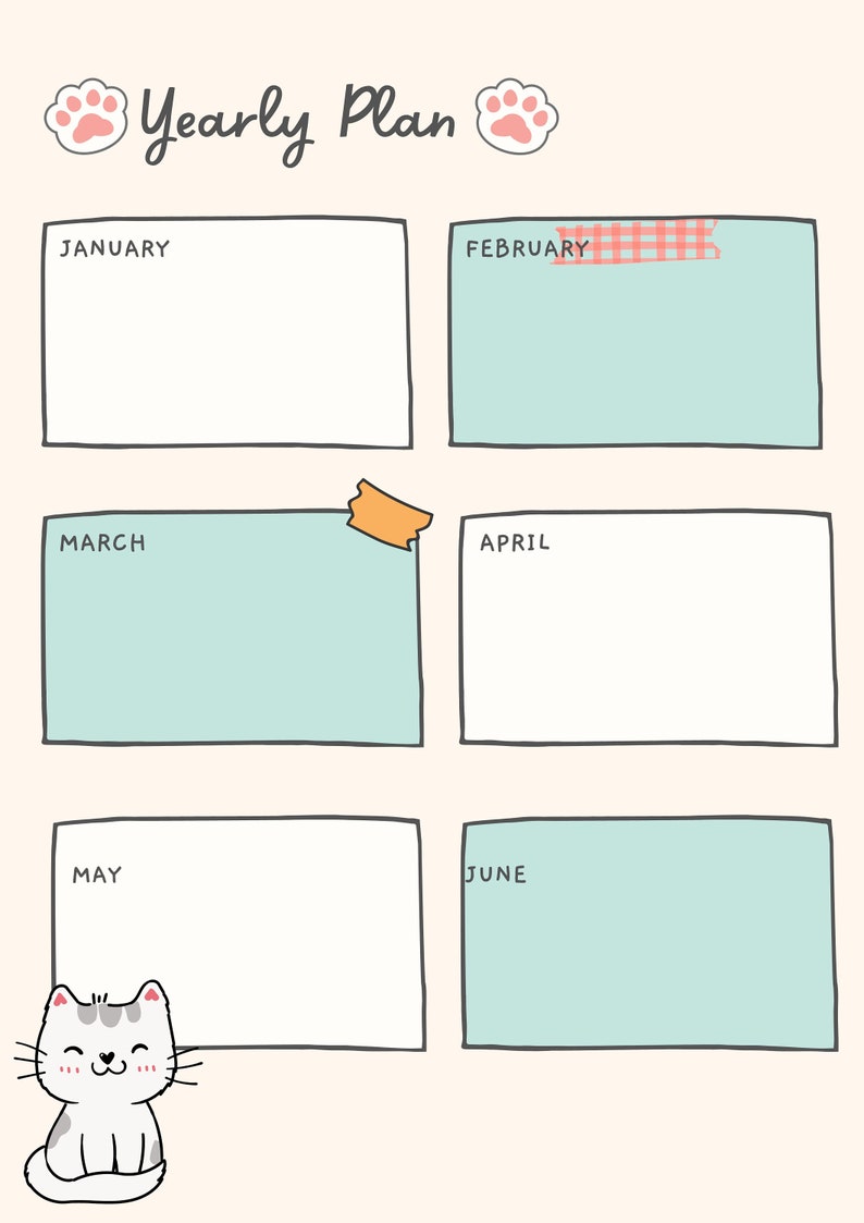 Printable Planner. Fillable Planner. Cute Pastel Cat Planner Bundle ...