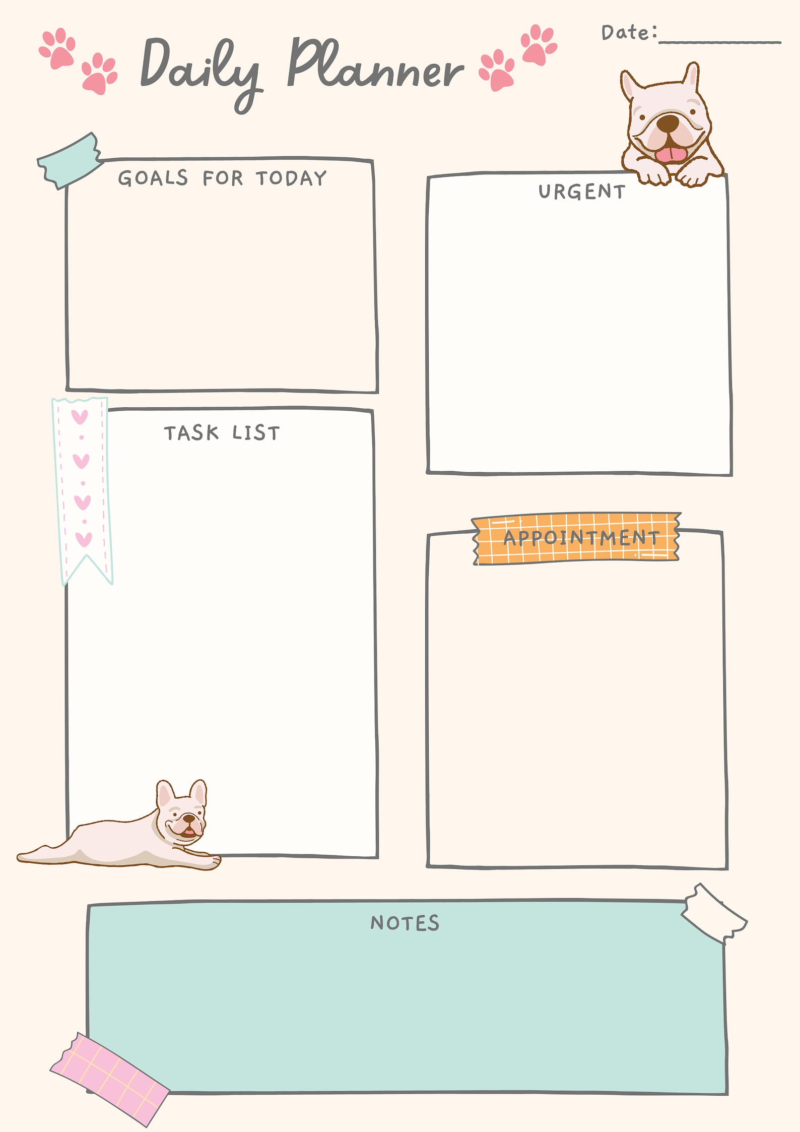 Printable French Bulldog Planner. Fillable Planner. Cute Pastel ...
