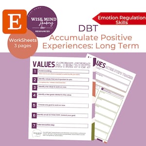 Worksheets for Values Action Steps-accumulating Positive Emotions Long ...